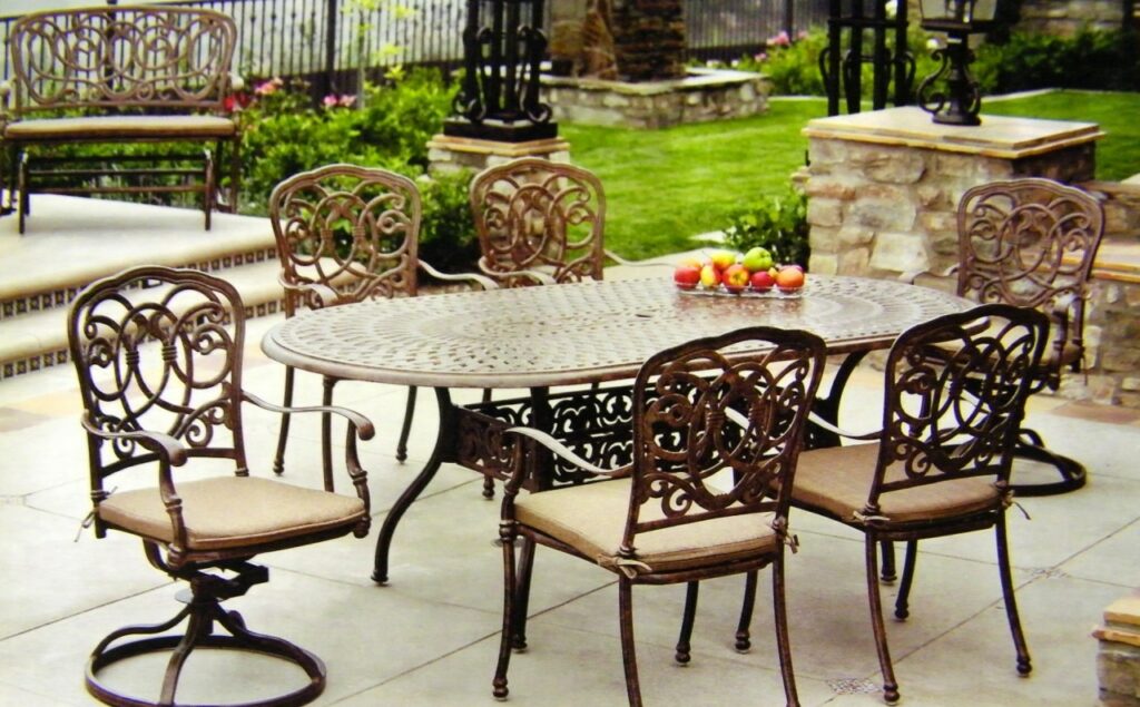 Darlee Florence Patio Furniture Dining Set with Oval Table - Seats 6 ...