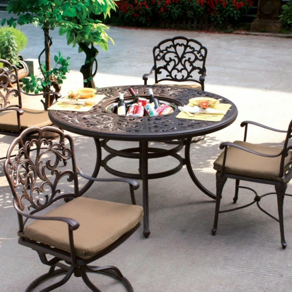 Darlee Catalina Patio Dining Set With Ice Bucket Insert -Antique Bronze ...