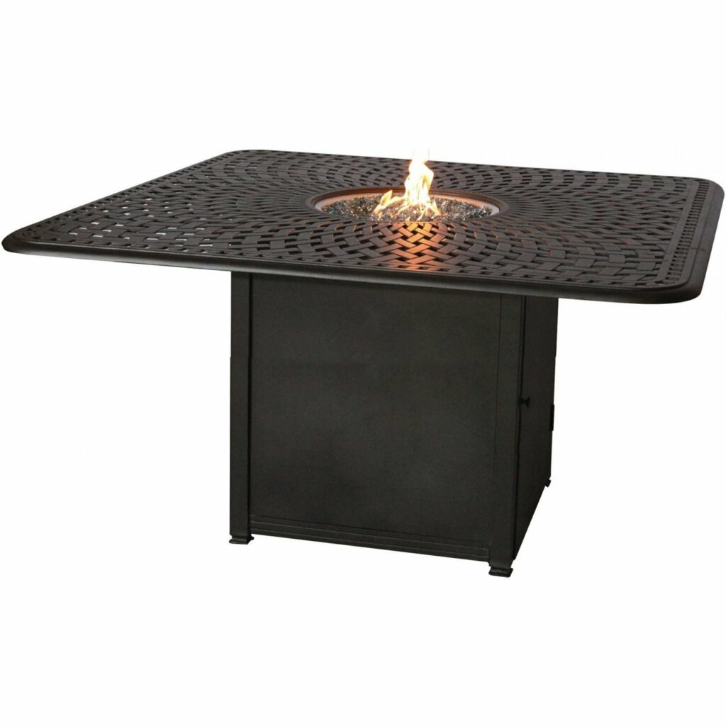 Darlee 64" Square Counter Height Propane Fire Pit Dining Table -Antique ...