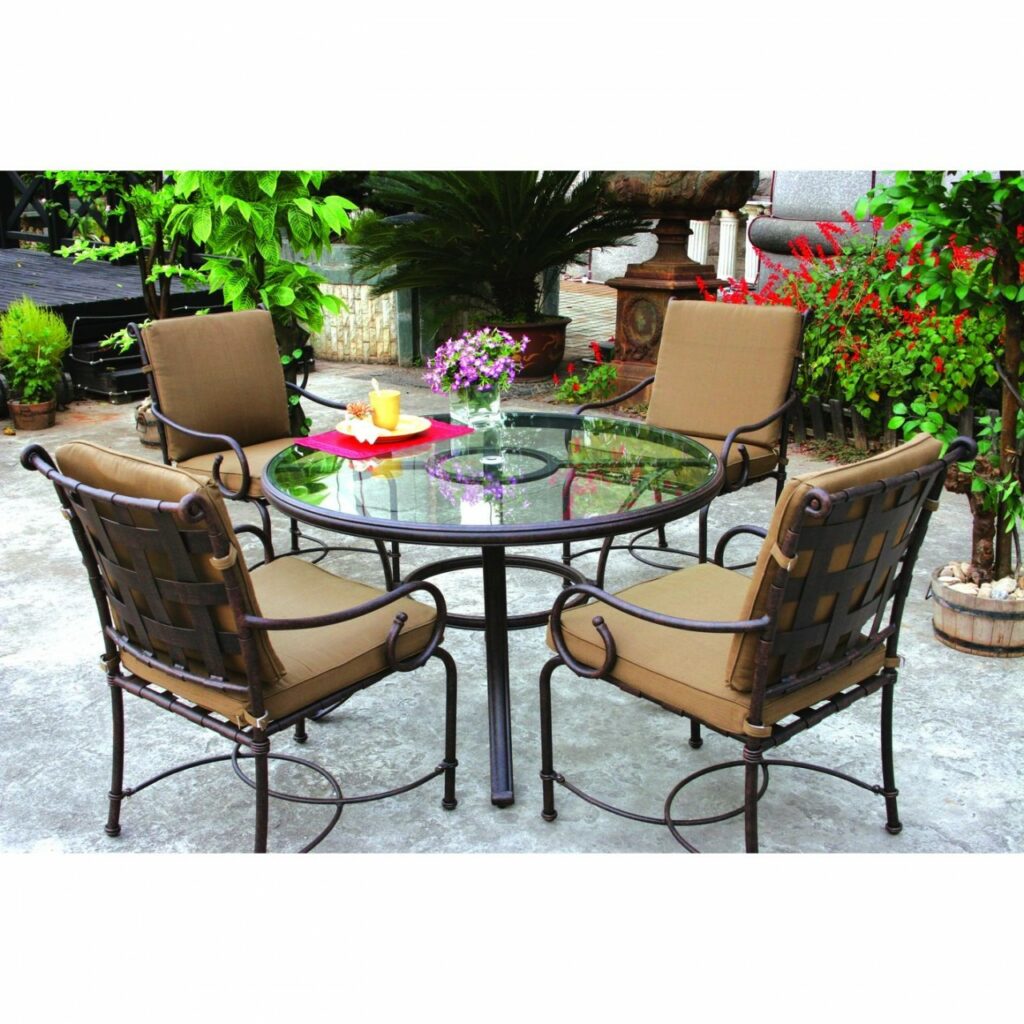 Darlee Malibu Patio Dining Set With Glass Top Table -Antique Bronze ...