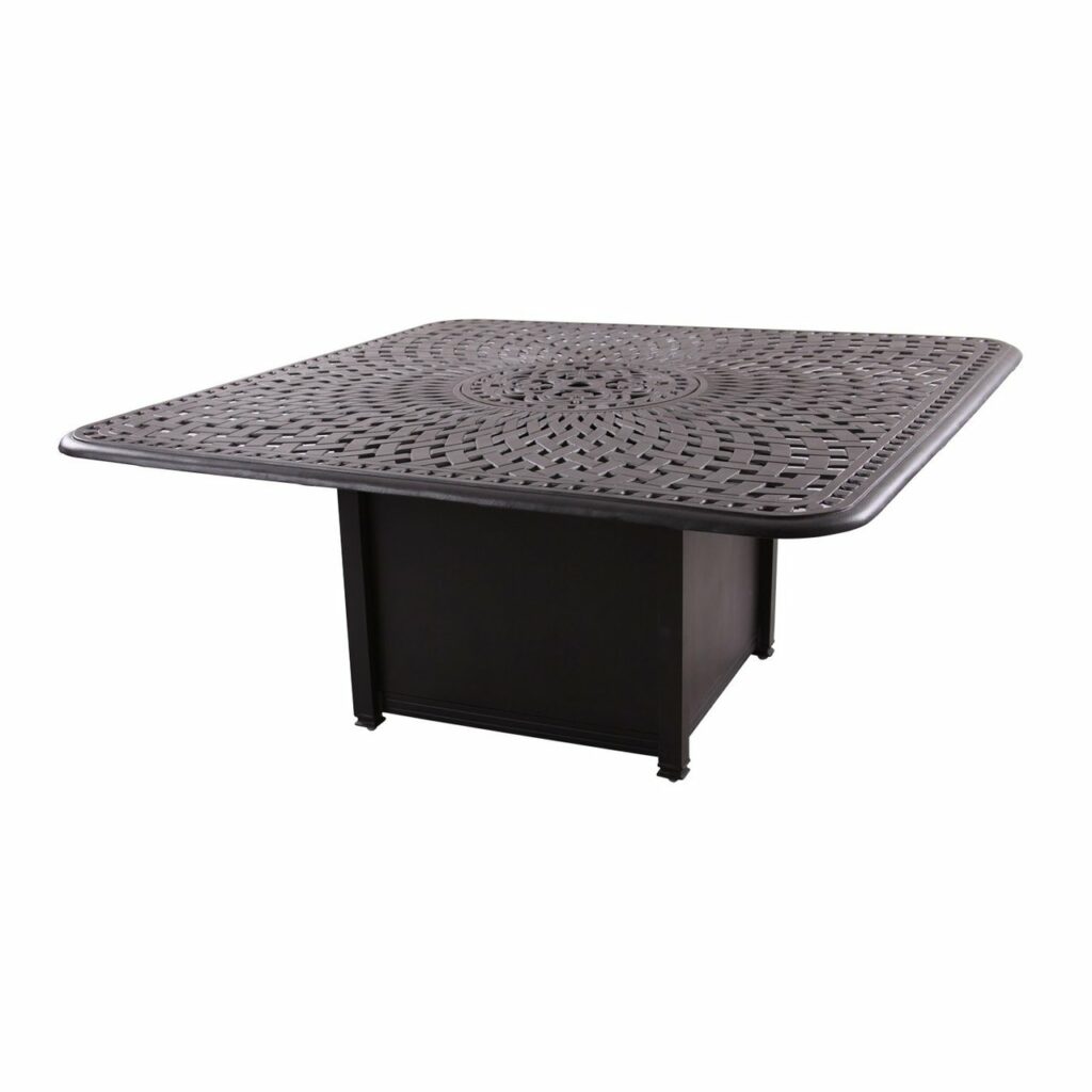 Darlee 64" Square Propane Fire Pit Dining Table -Antique Bronze ...